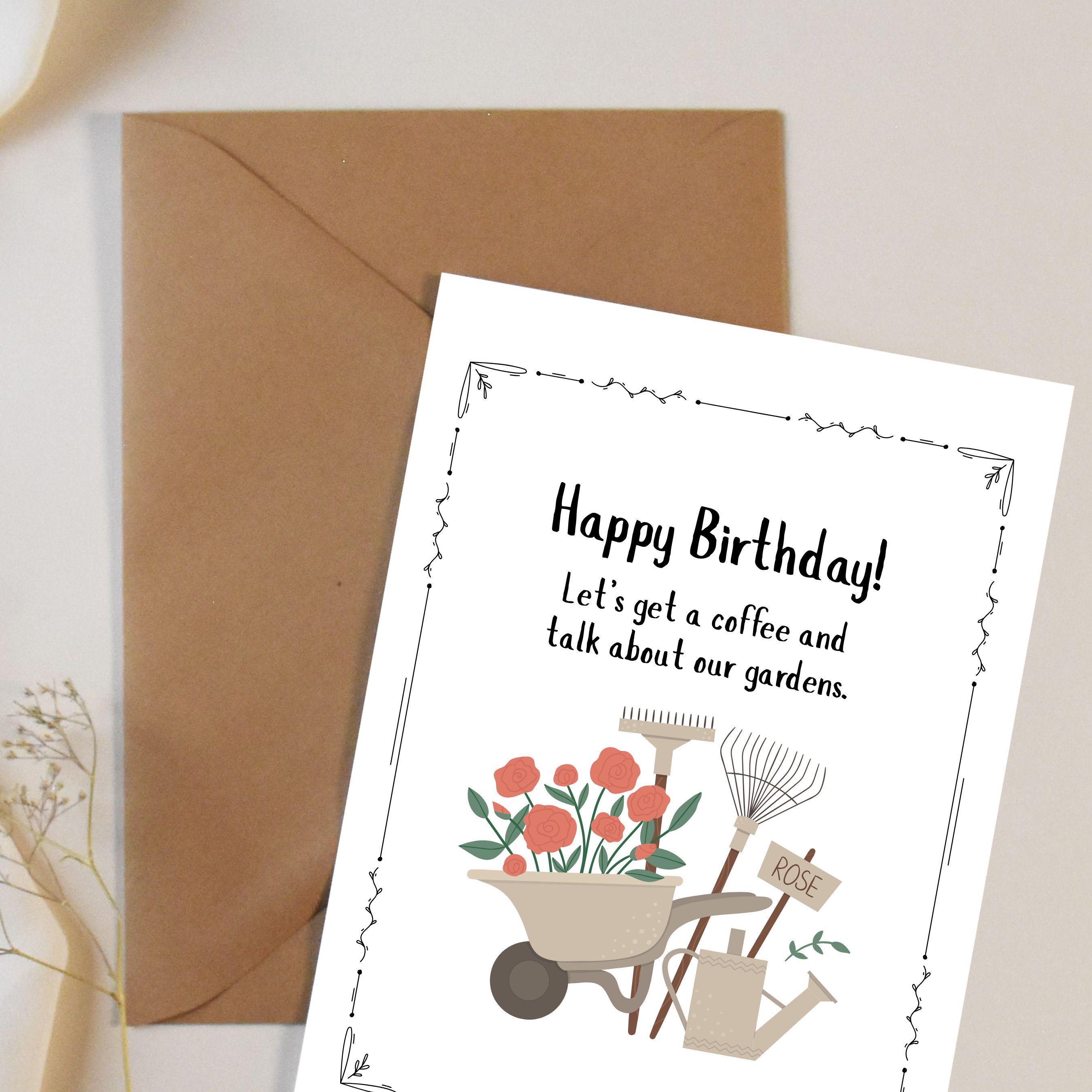 Printable Garden Birthday Card - Downloadable Bday Card - Birthday Card ...