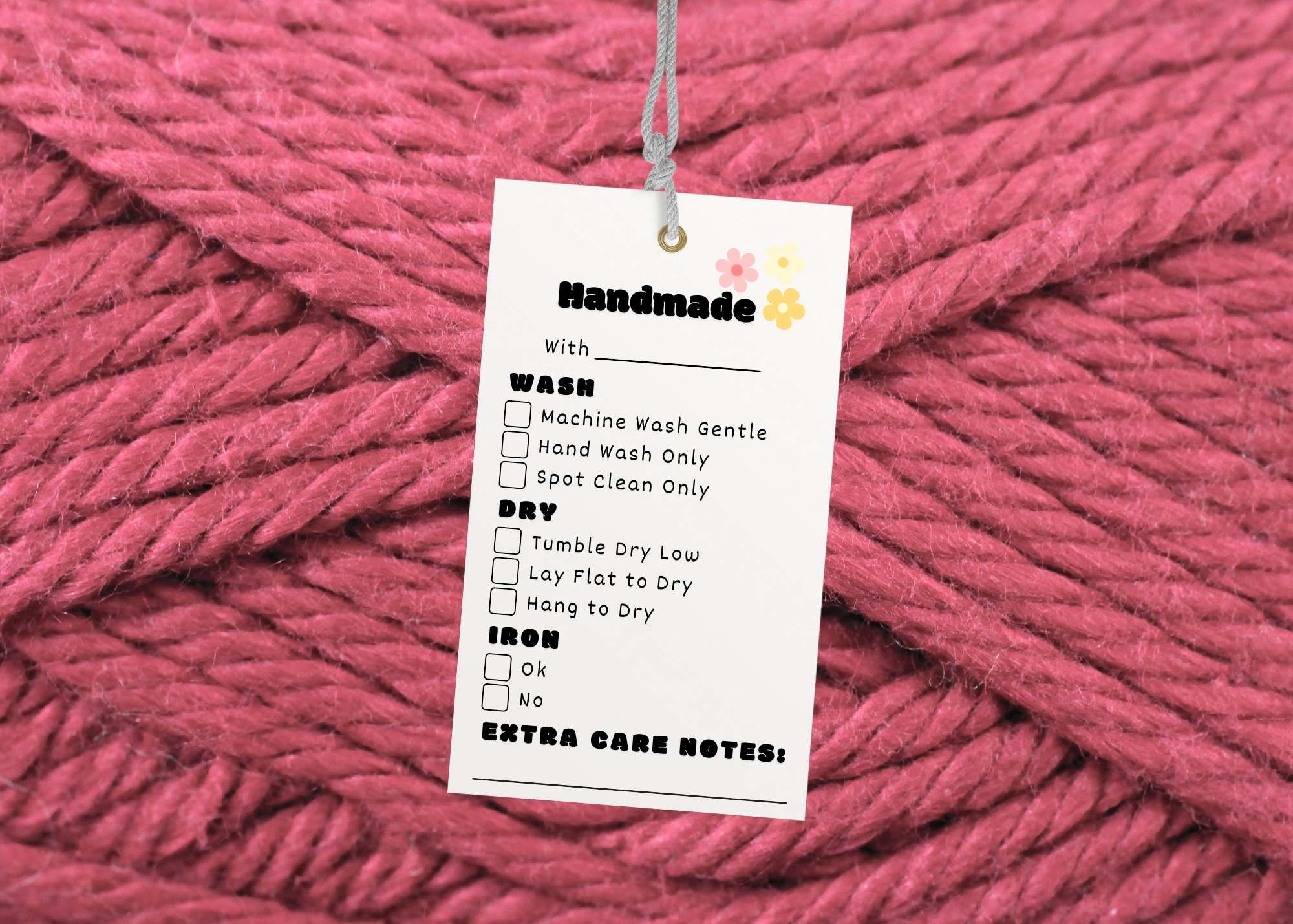 Printable Knit & Crochet Care Cards: Washing Instructions (digital ...