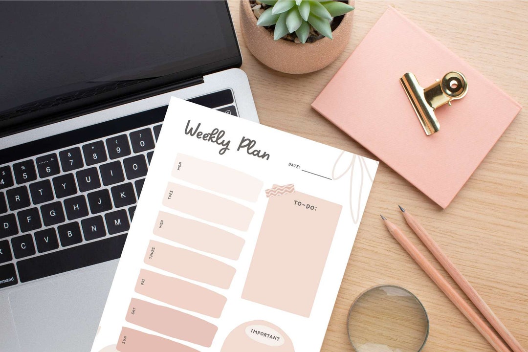 One Page Weekly Planner - Minimalist Weekly Planner - Organic Look ...