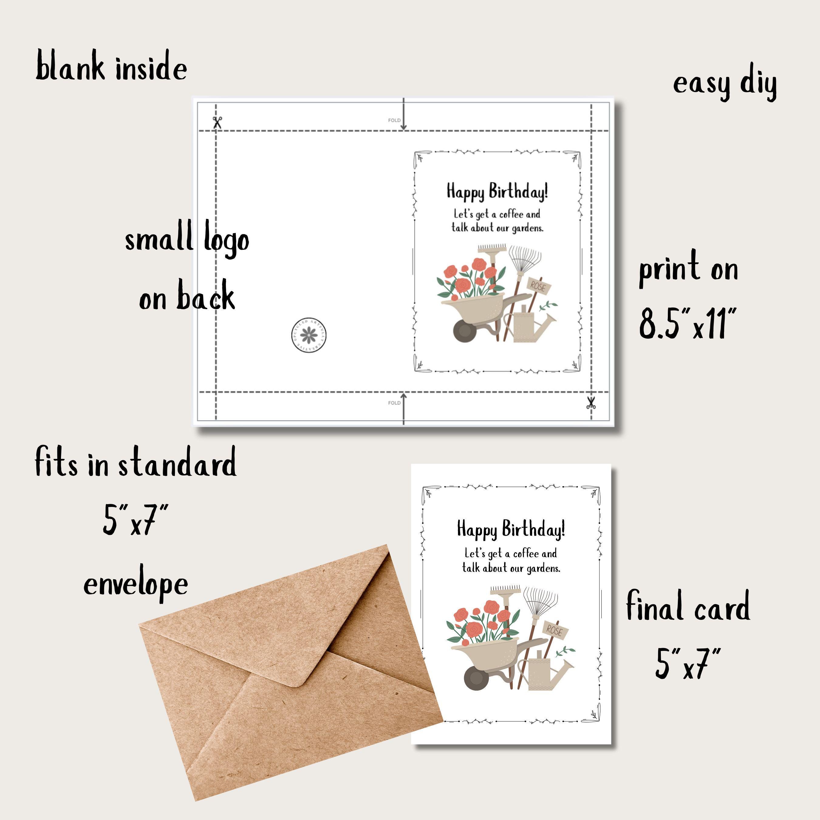 Printable Garden Birthday Card - Downloadable Bday Card - Birthday Card ...
