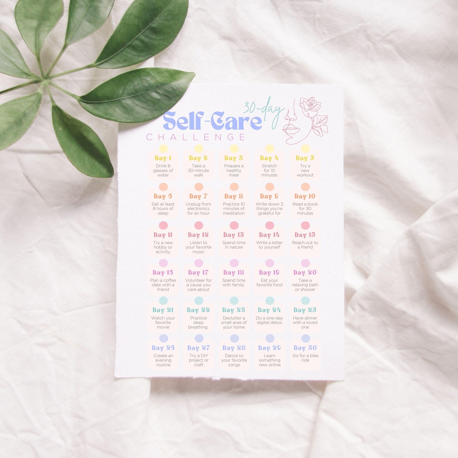 30-day Self-care Challenge Self Care Challenge Self-care Tracker Mental ...