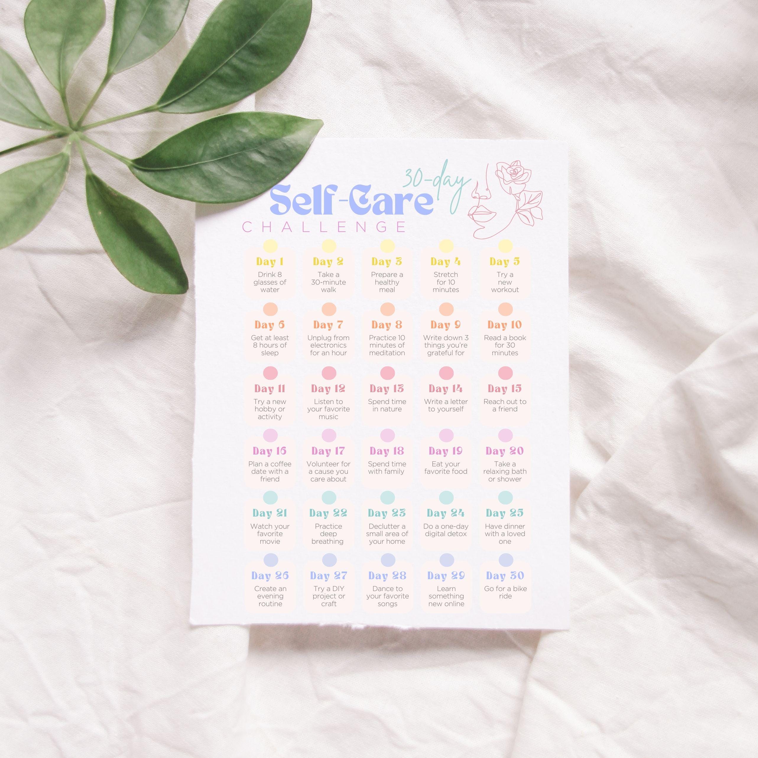 30-day Self-care Challenge Self Care Challenge Self-care Tracker Mental ...
