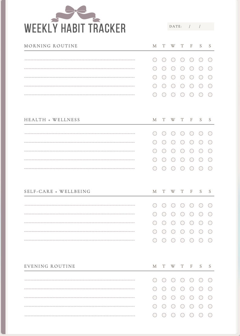 Weekly Habit Tracker for Your Daily Routine - Instant Download ...
