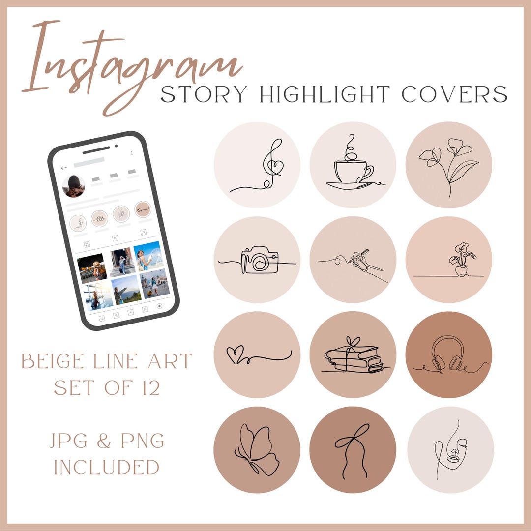 Beige Social Media Highlight Covers - Minimal IG Covers - 12 Story ...