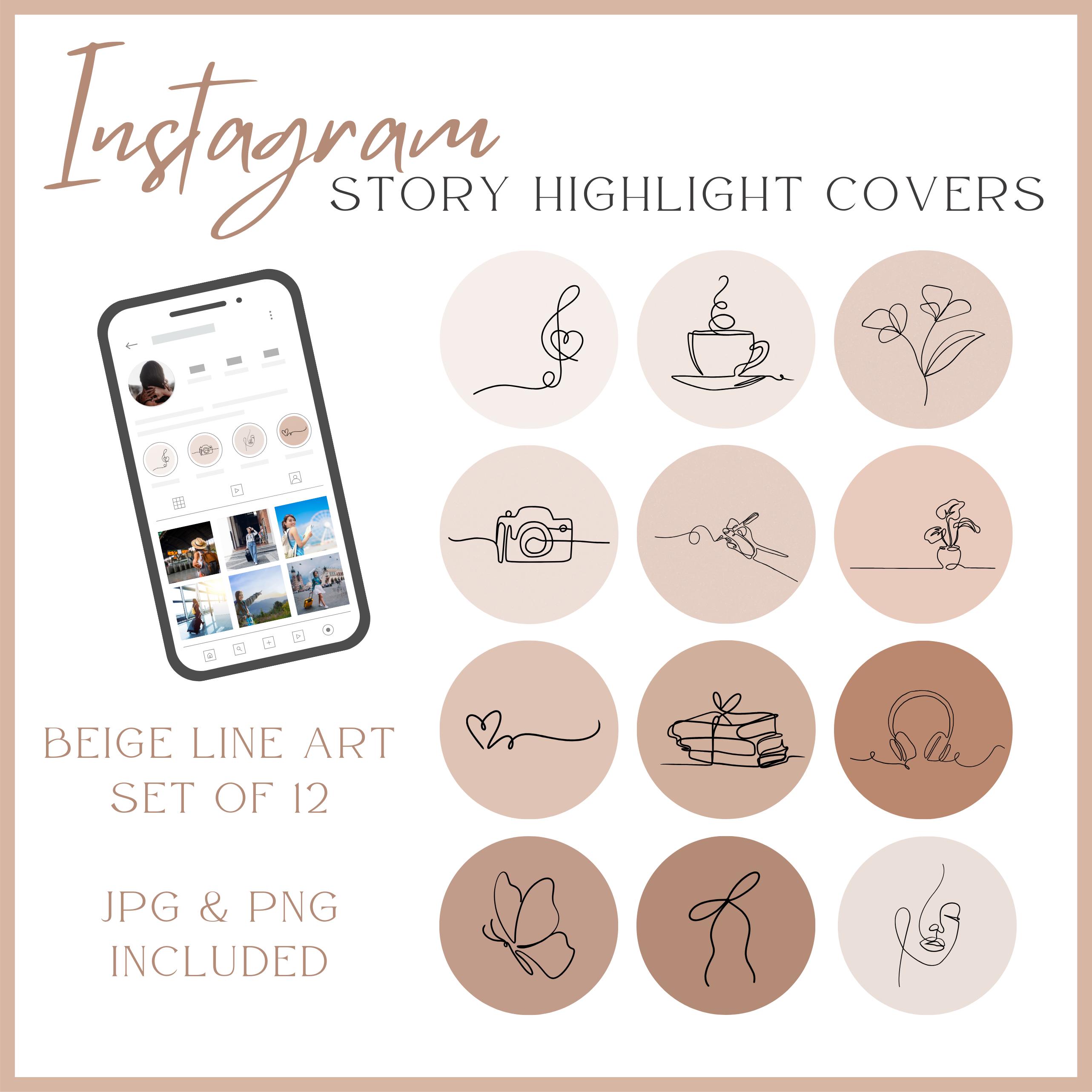 Beige Social Media Highlight Covers - Minimal IG Covers - 12 Story ...