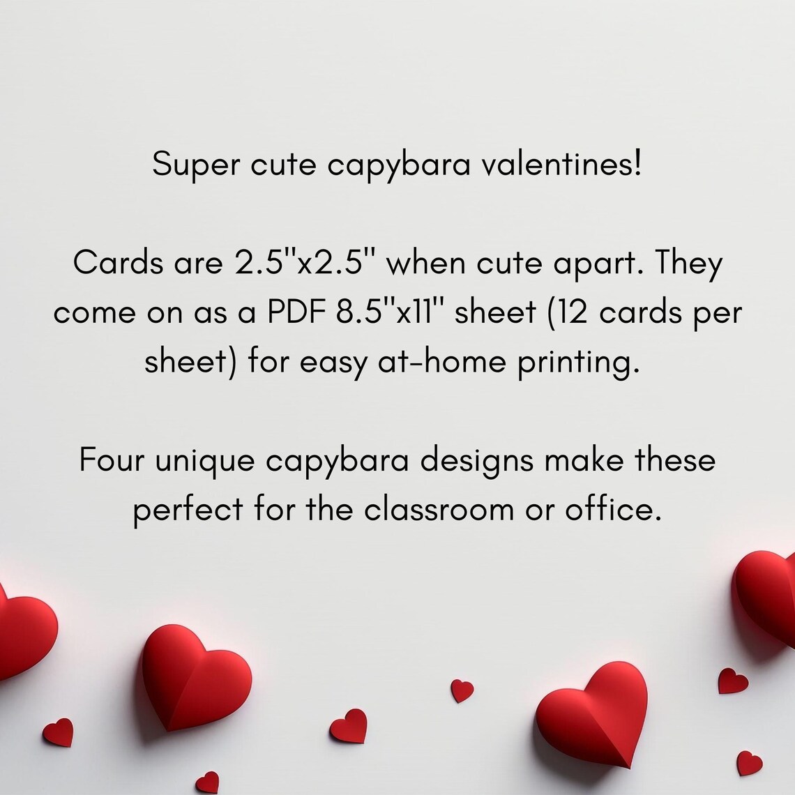 Capybara Valentines Day Cards - Small Printable Classroom Valentine ...