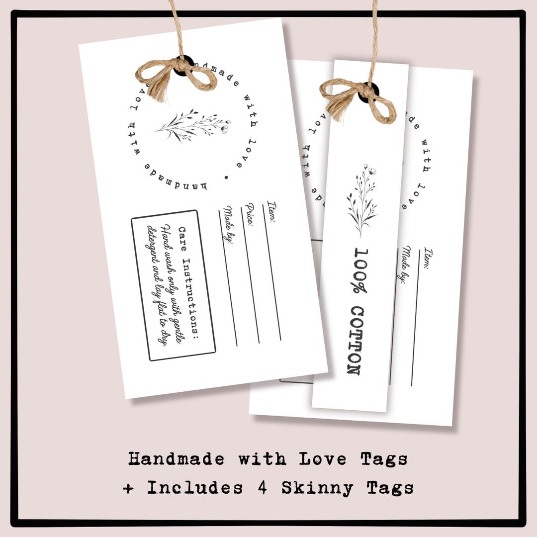 Handmade Tags for Craft Markets - Care Tag for Knits - Price Tag for ...