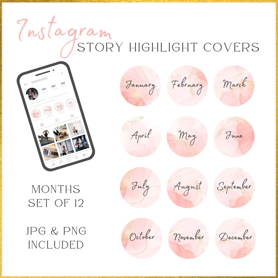 Pink Instagram Highlight Covers: Months of the Year Icons for Social ...