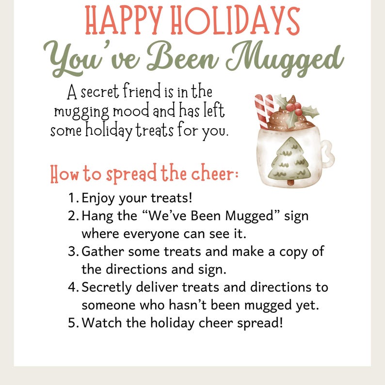 Christmas You've Been Mugged Game - Printable Mug Game Signs - Holiday ...