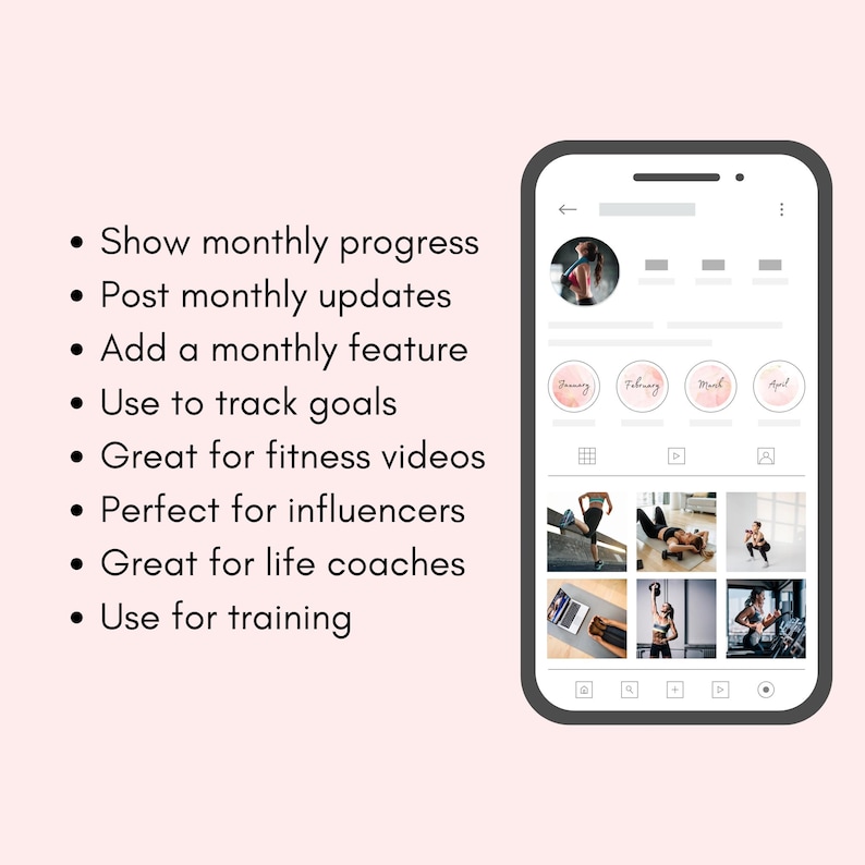 Pink Instagram Highlight Covers: Months of the Year Icons for Social ...