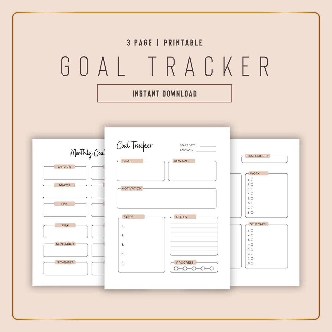 Printable Goal Tracker - Yearly Goal Tracker + Goal Progress ...