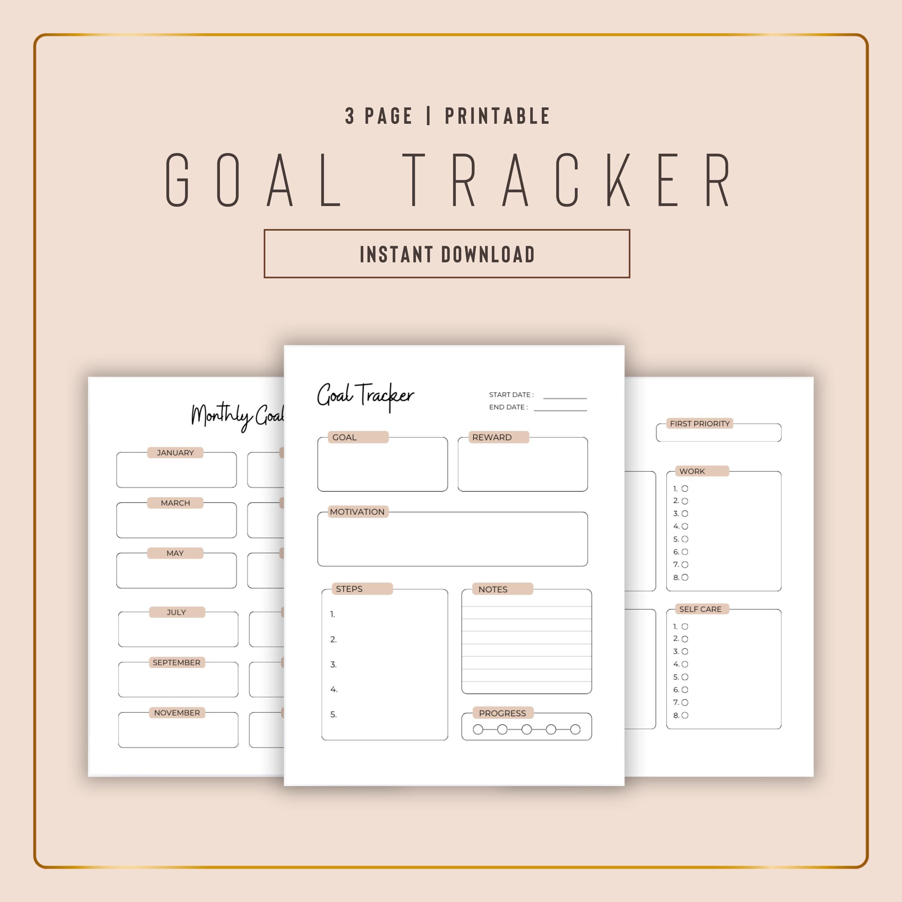 Printable Goal Tracker - Yearly Goal Tracker + Goal Progress ...