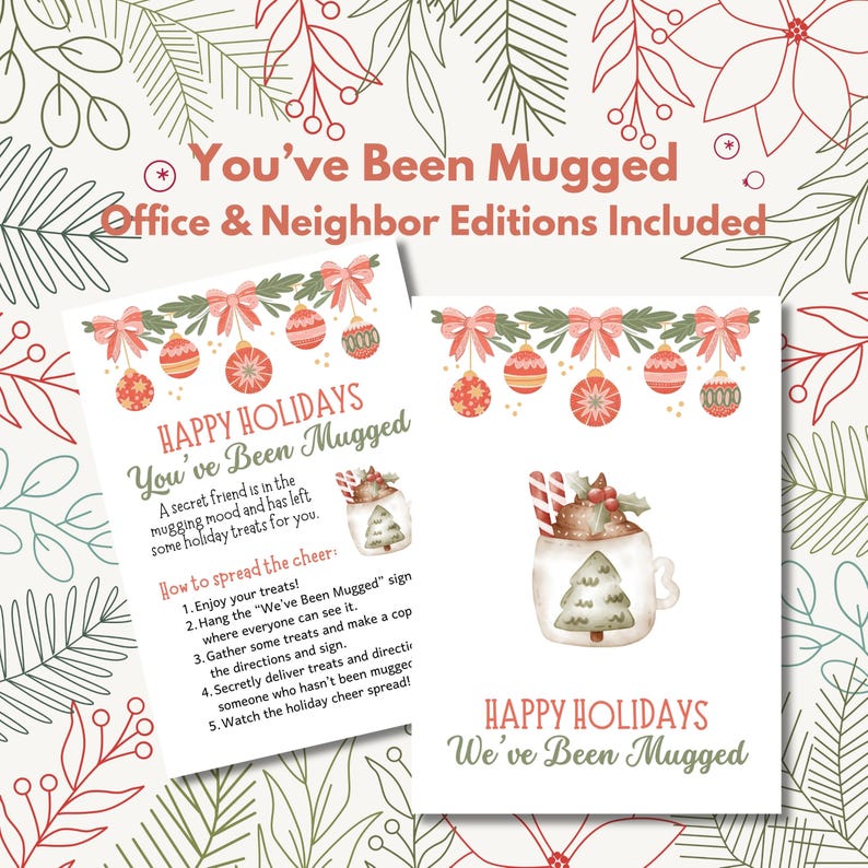 Christmas You've Been Mugged Game - Printable Mug Game Signs - Holiday ...