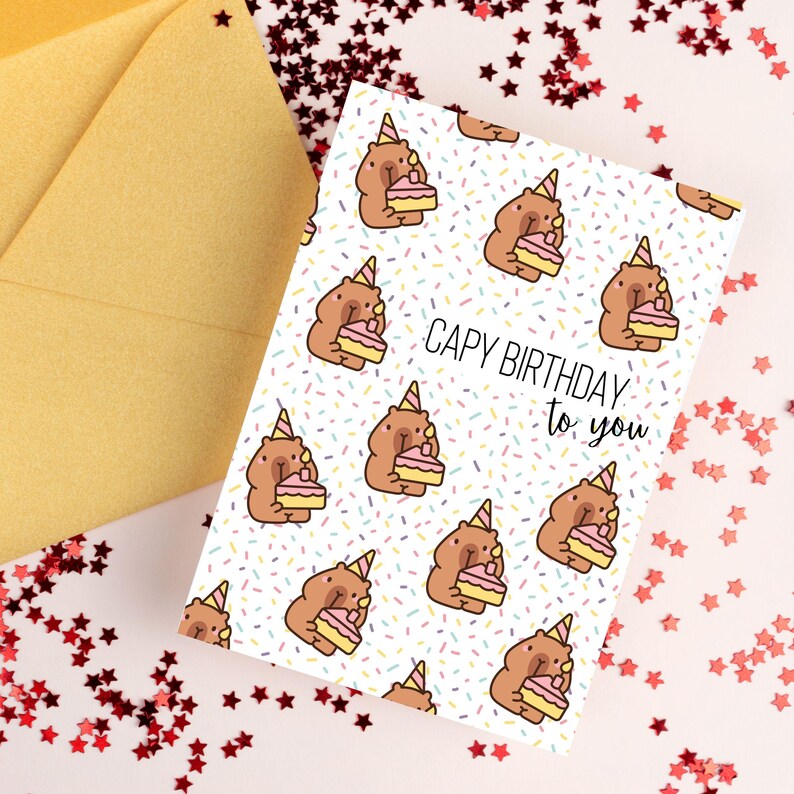 Capybara Birthday Card - Printable Card - Capy Birthday - Downloadable ...