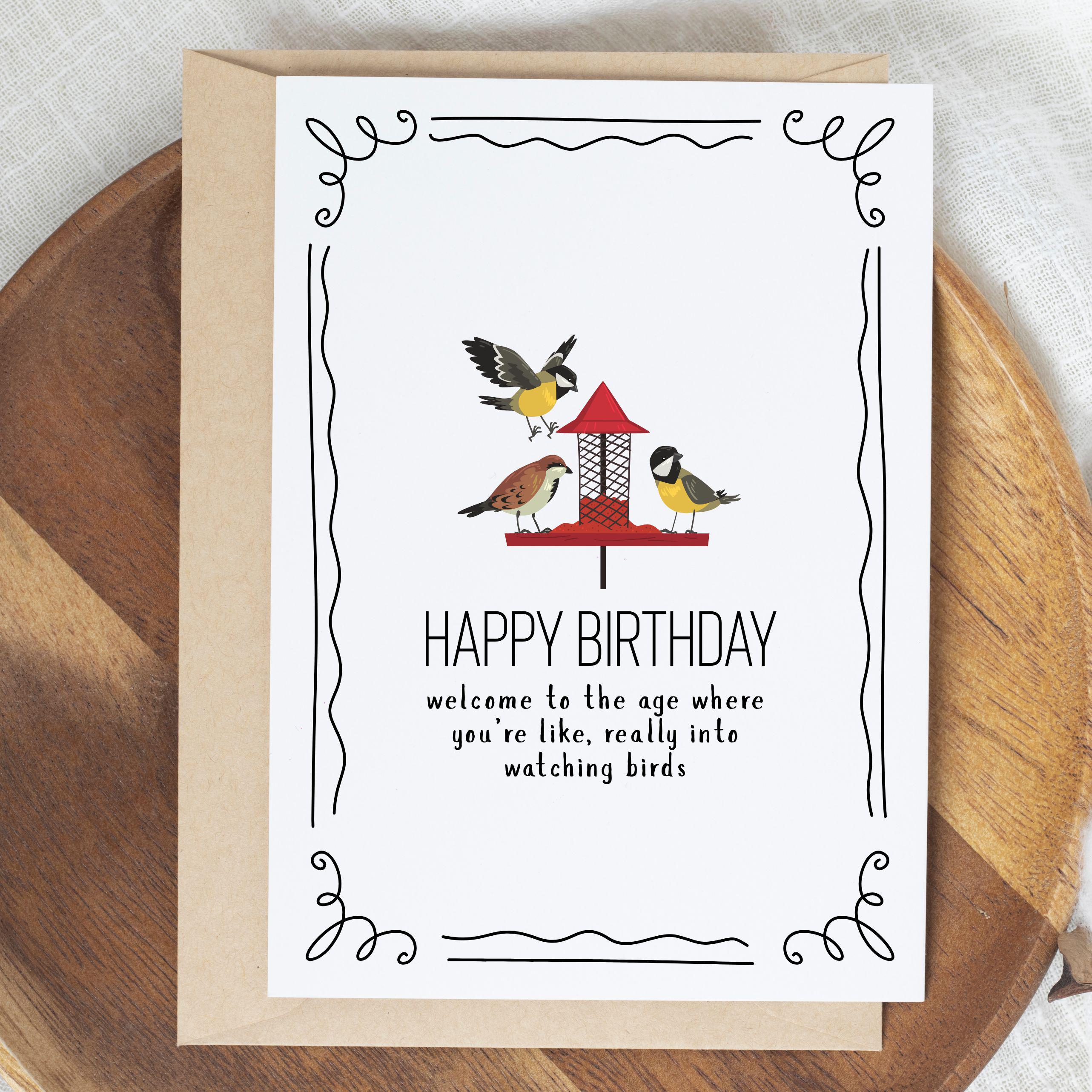 Funny Bird Birthday Card - Downloadable Bday Card - Bird Watching ...