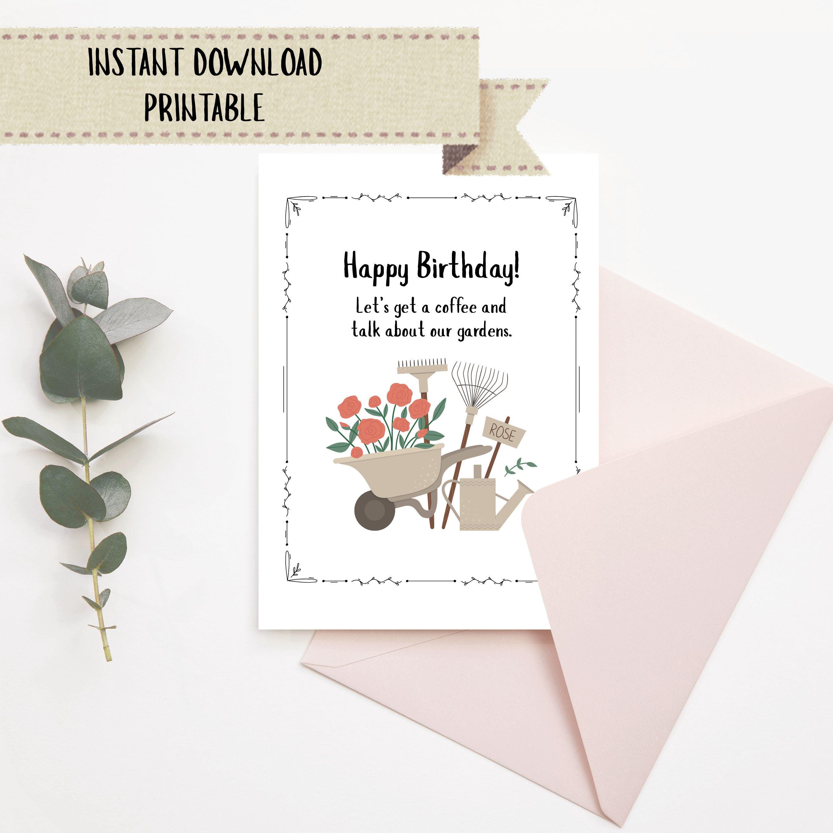 Printable Garden Birthday Card - Downloadable Bday Card - Birthday Card ...
