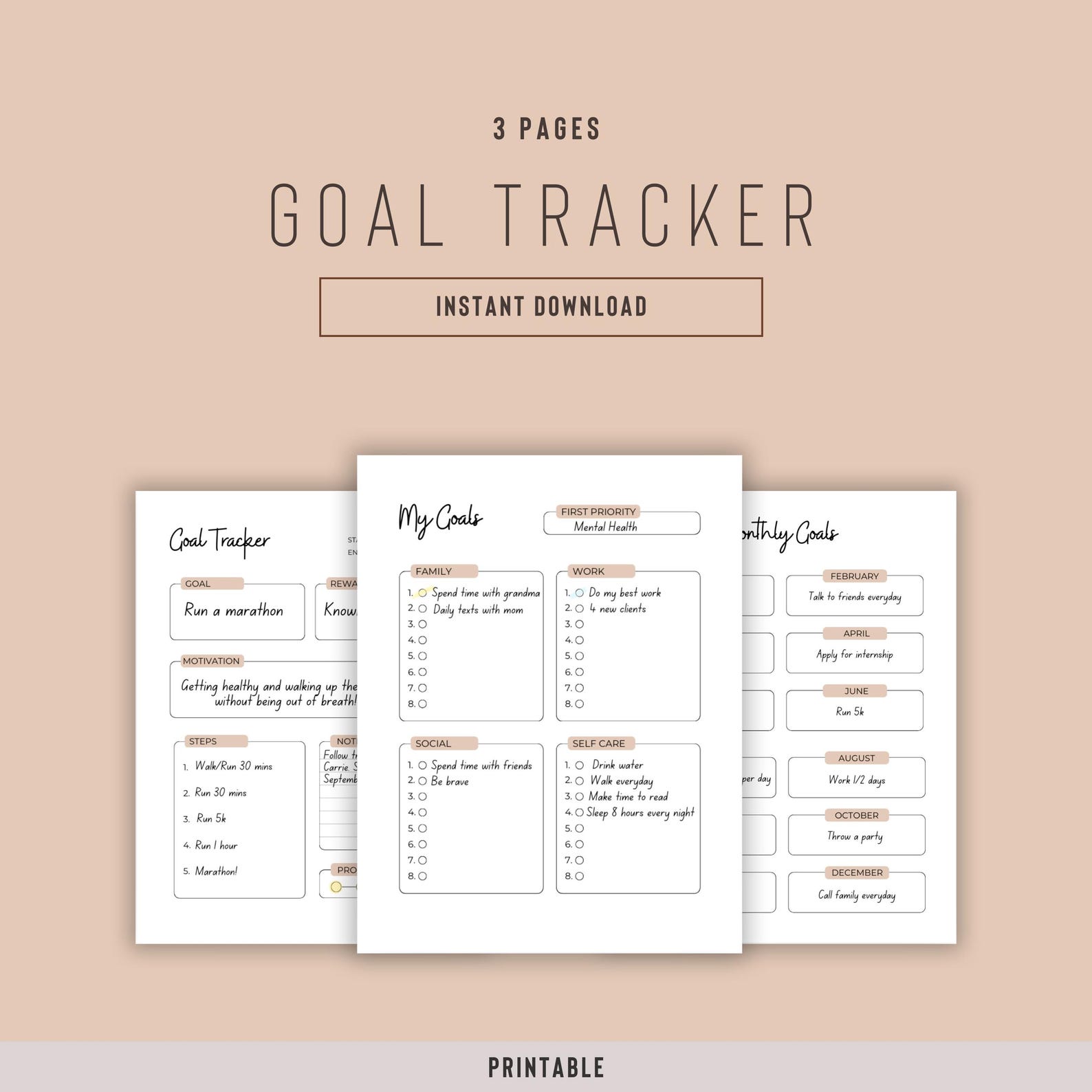 Printable Goal Tracker - Yearly Goal Tracker + Goal Progress ...