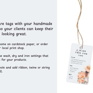 Handmade Products Care Card - Quilt Care Card - Crochet Care Card ...