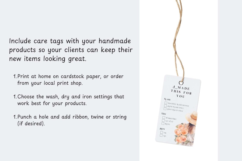 Handmade Products Care Card - Quilt Care Card - Crochet Care Card ...