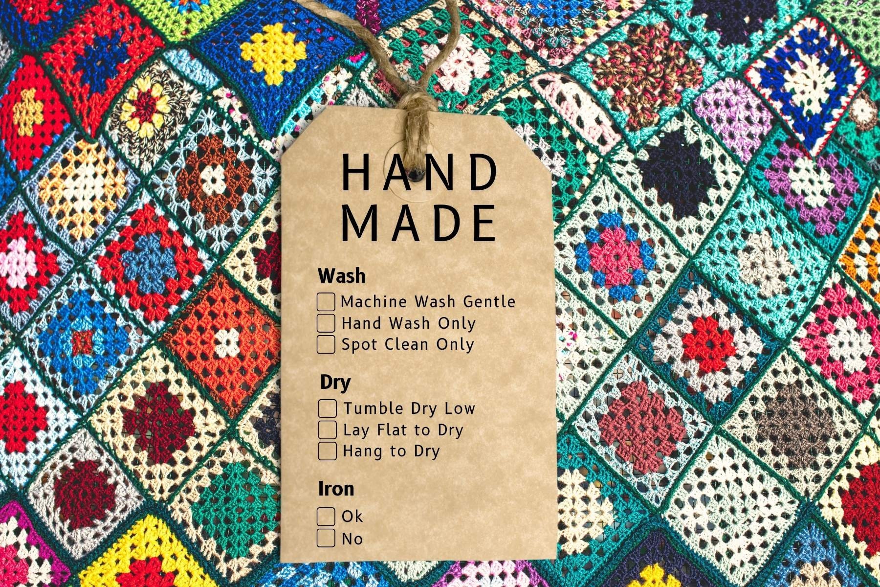 Handmade Product Care Card: Wash & Dry Instructions (digital Download ...