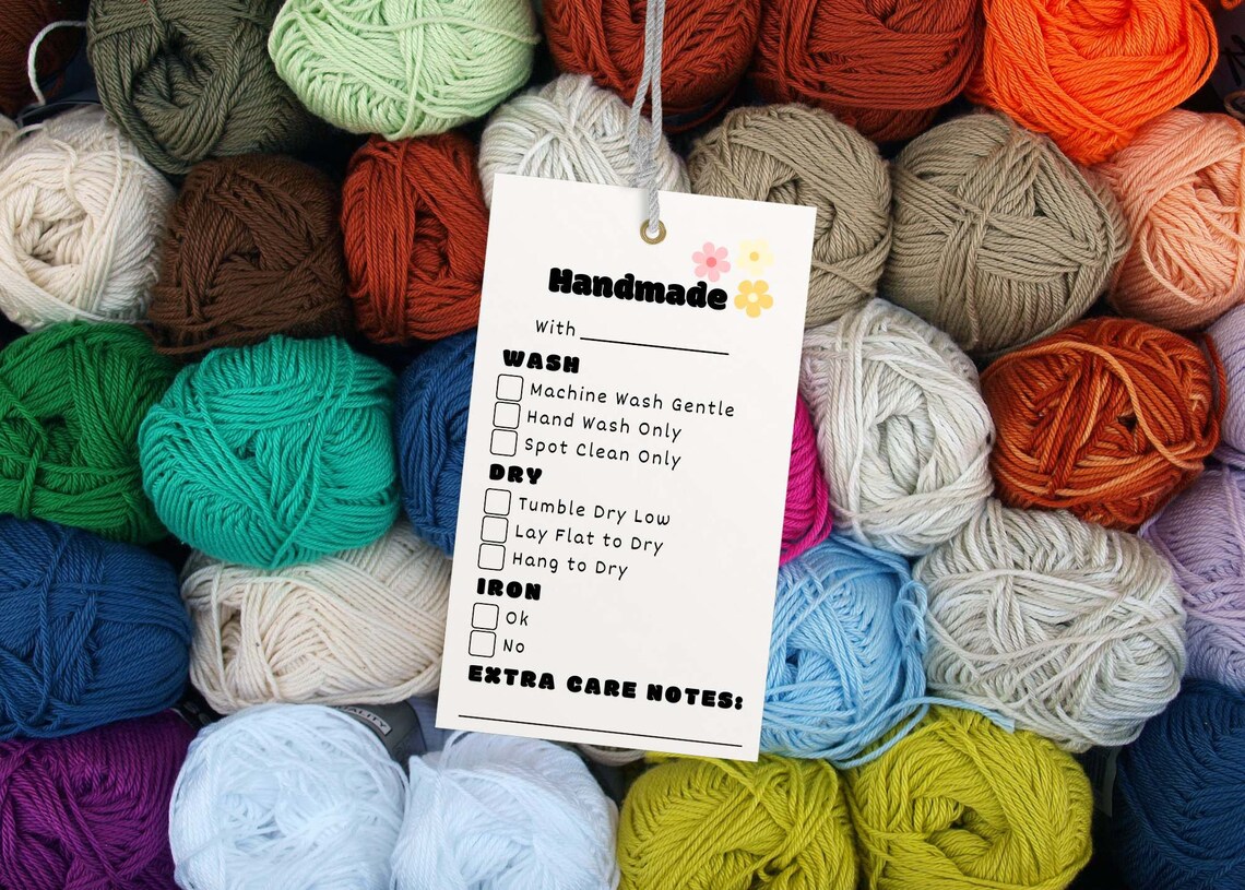 Printable Knit & Crochet Care Cards: Washing Instructions (digital ...