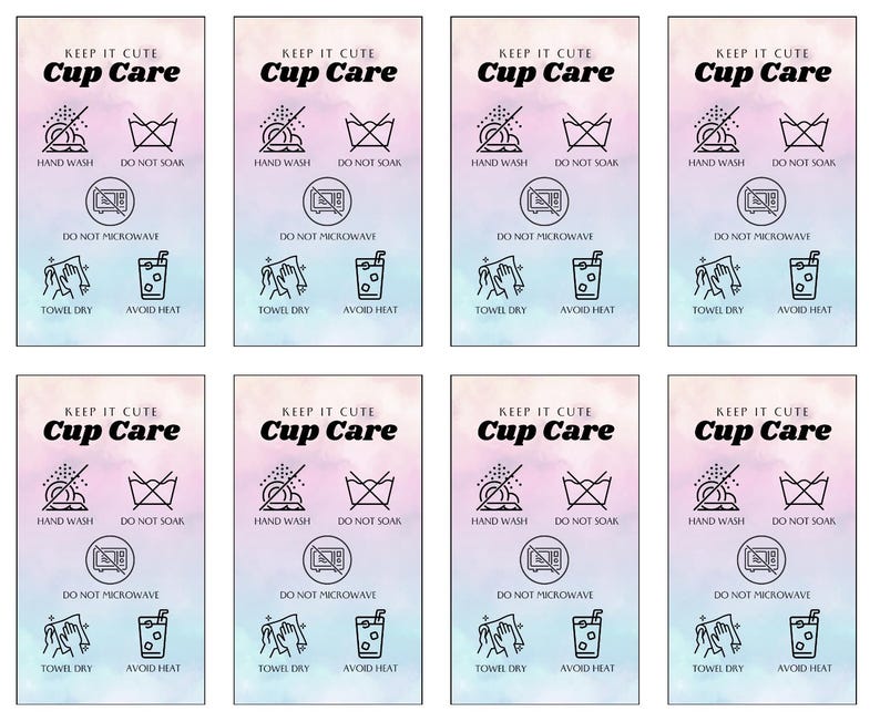 Sublimation Cup Care Cards: Washing Instructions (digital Download) - Etsy