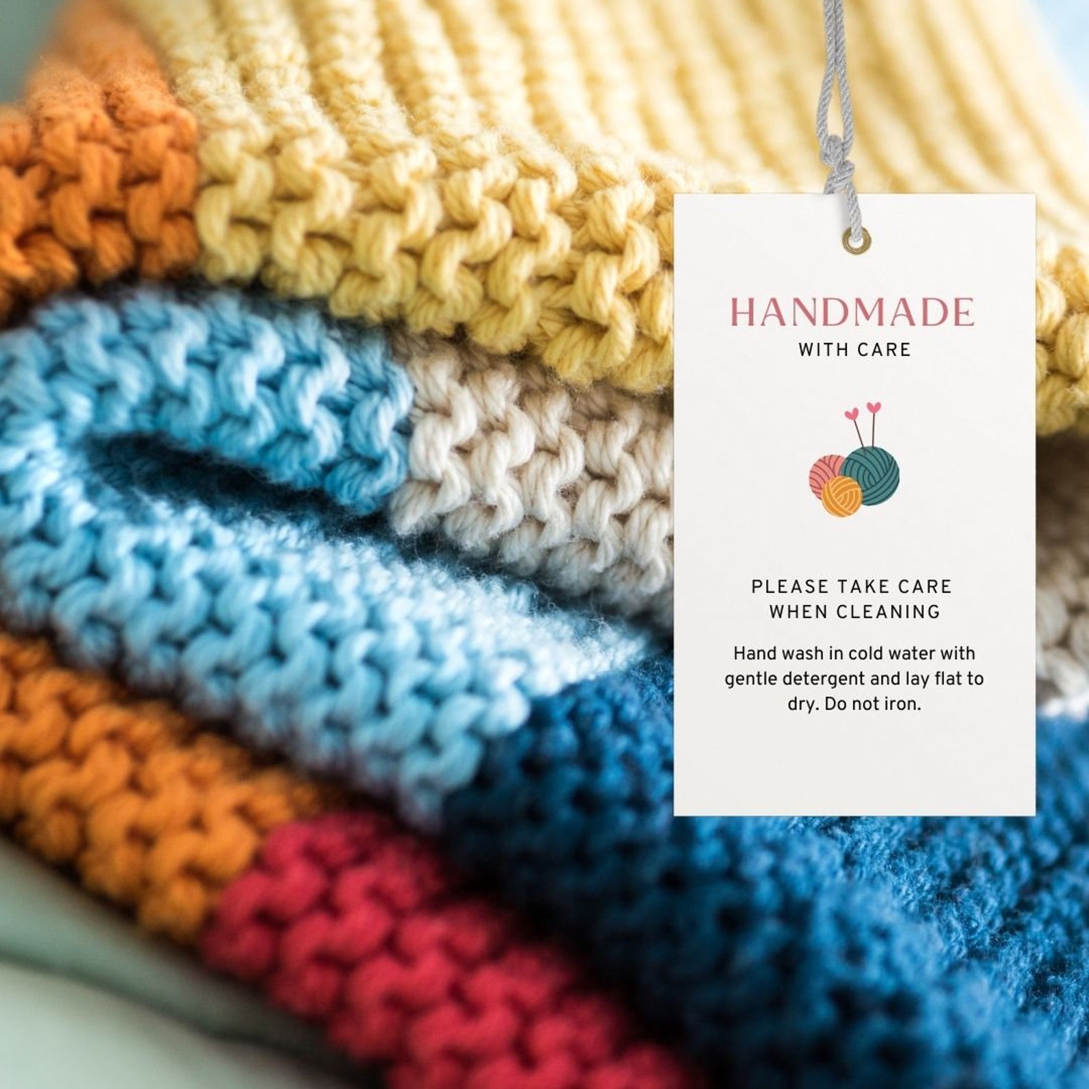 Printable Crochet Care Tags: Knit Gift Washing Instructions (digital ...