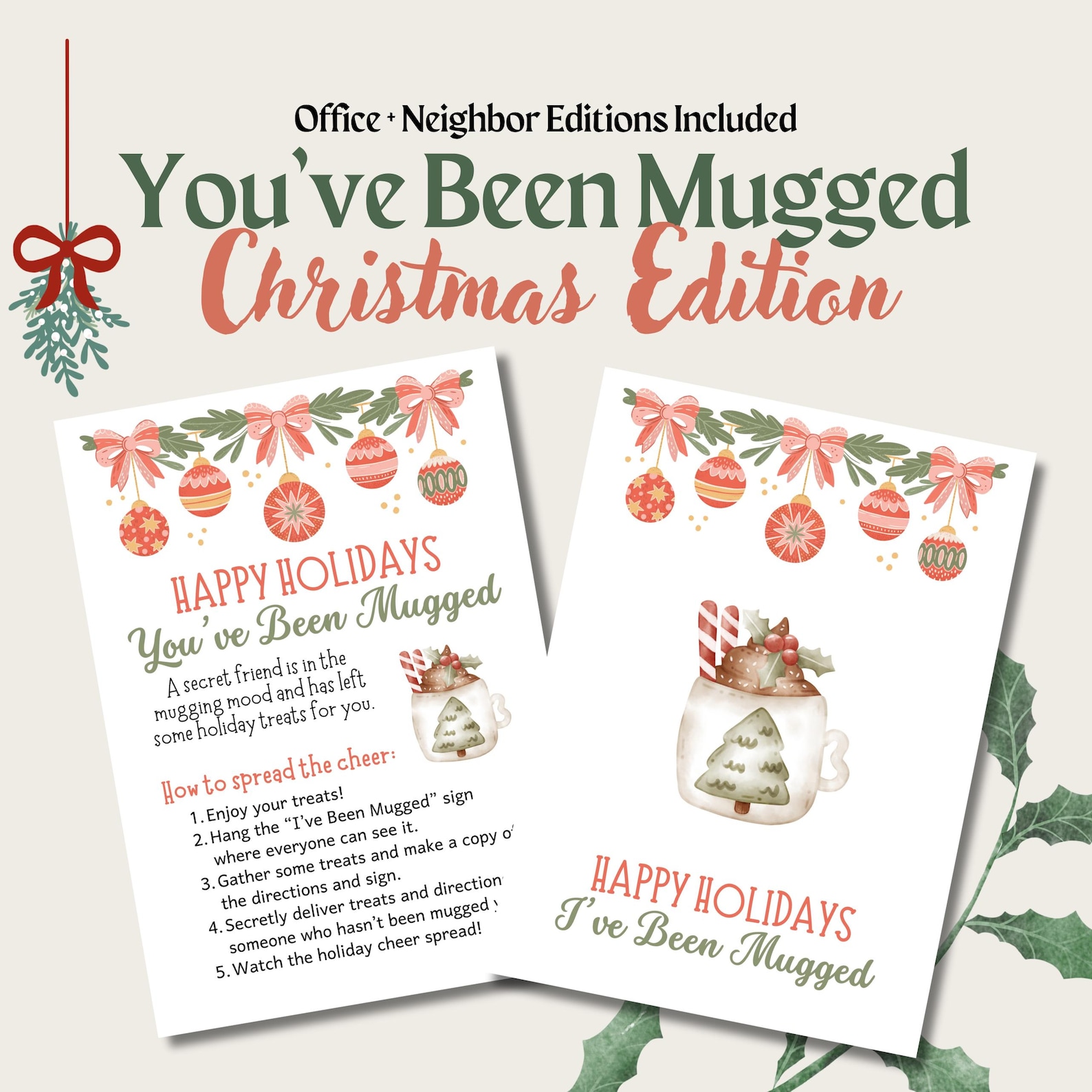 Christmas You've Been Mugged Game - Printable Mug Game Signs - Holiday ...