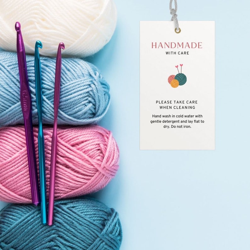 Printable Care Tags for Crochet - Washing Instructions for Crochet ...