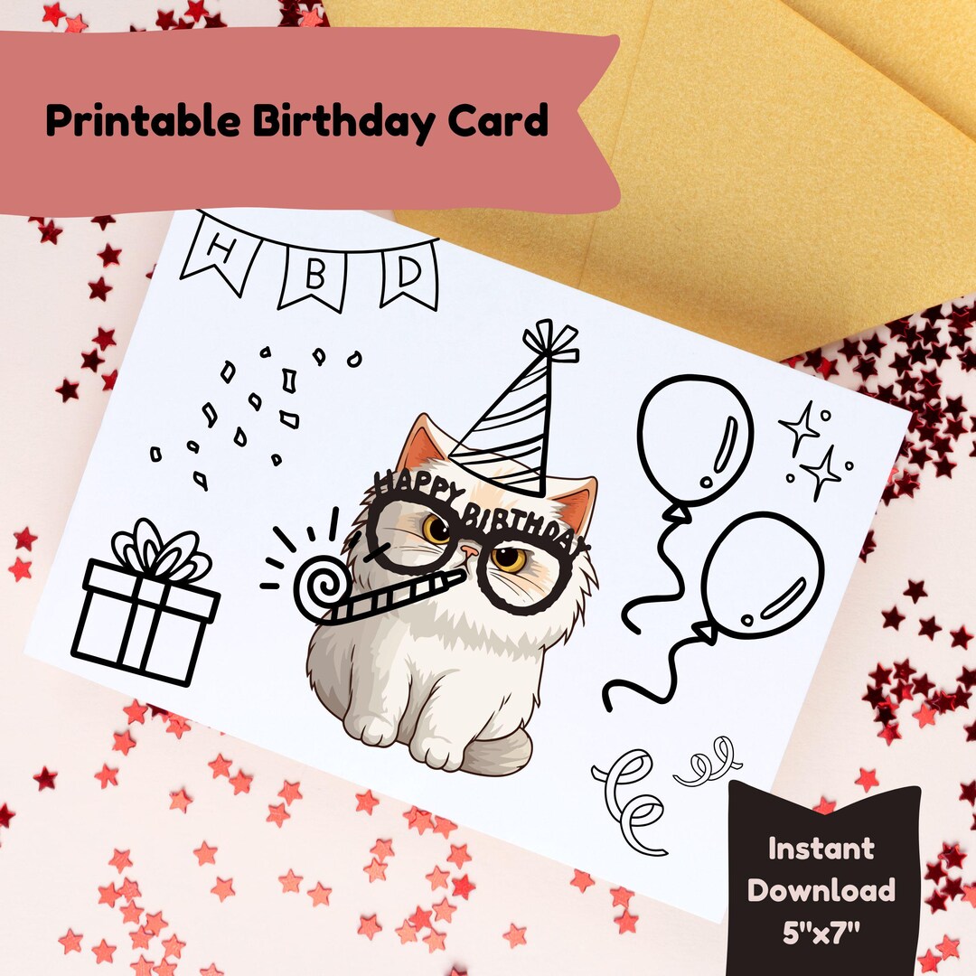 Grumpy Cat Printable Birthday Card - Instant Download B-day Card ...