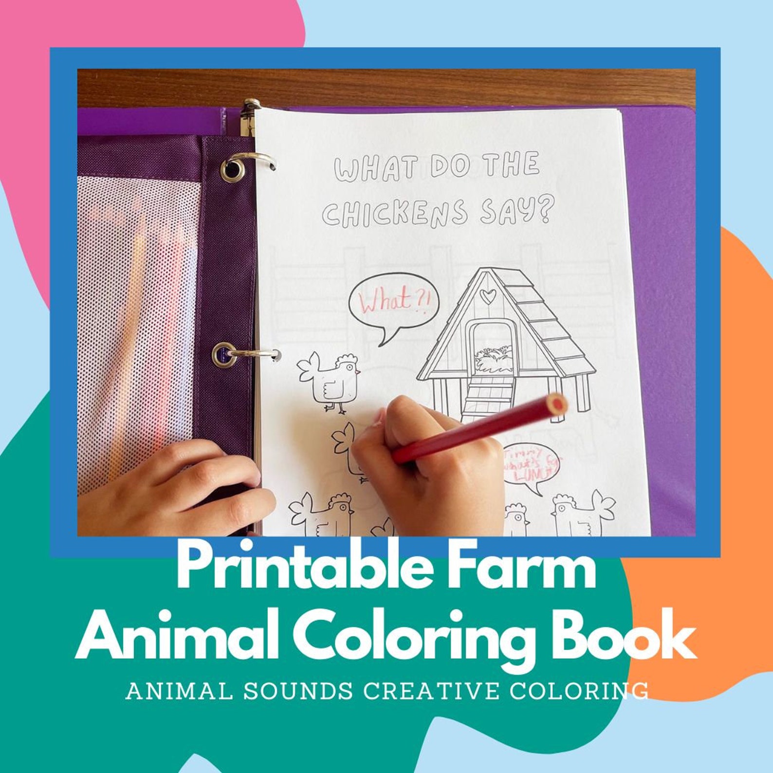 Farm Animal Coloring Pages: Creative Play Printable Book (PDF) - Etsy