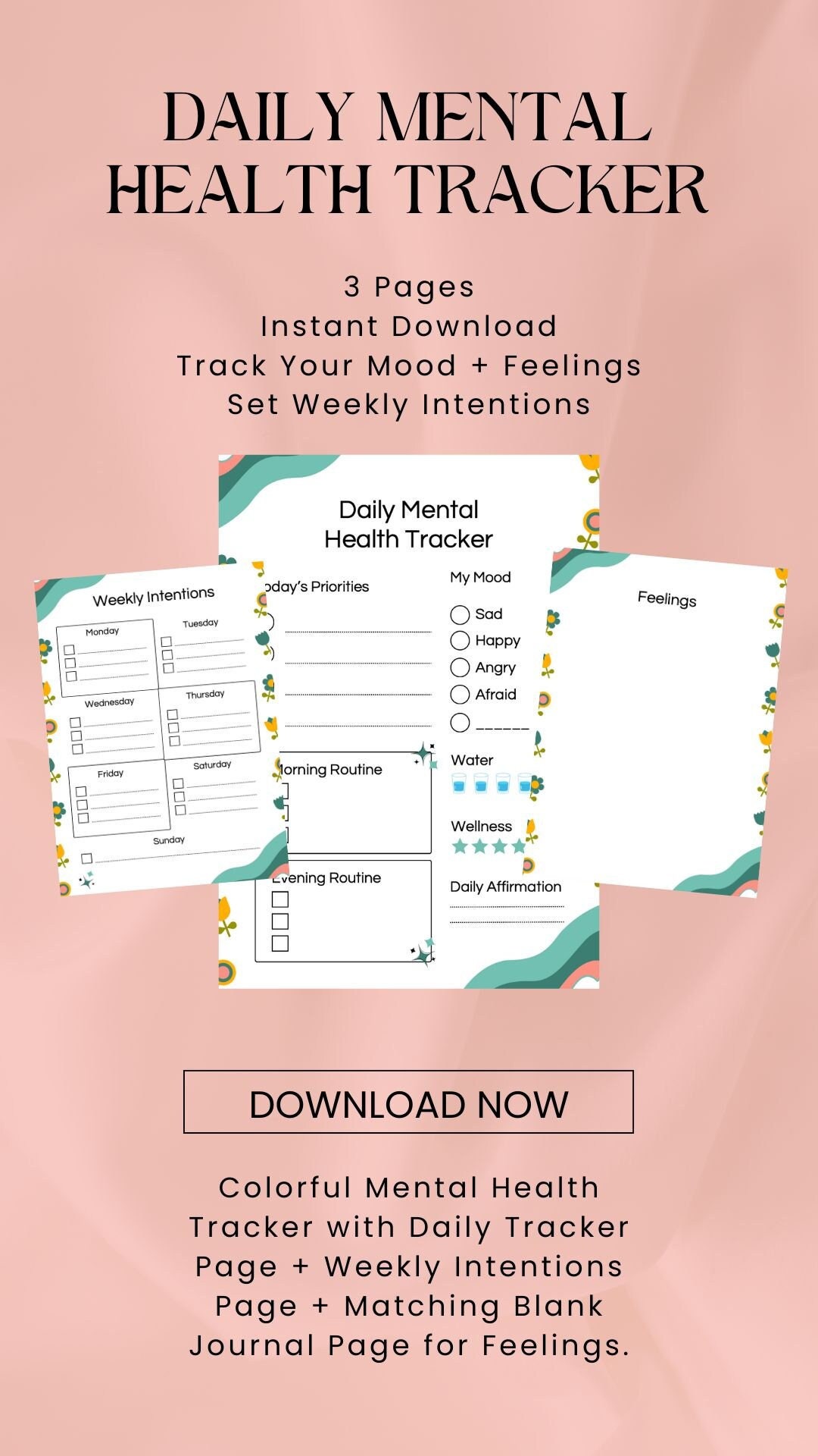 Mental Health and Mood Tracker - Includes Daily Mood Tracker + Weekly ...