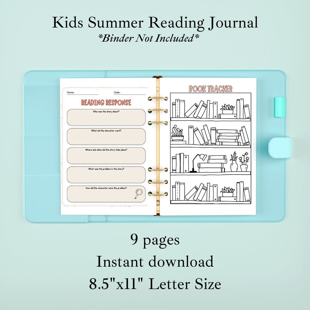 Kids Summer Reading Journal - 9 Page Instant Download Book Tracker ...
