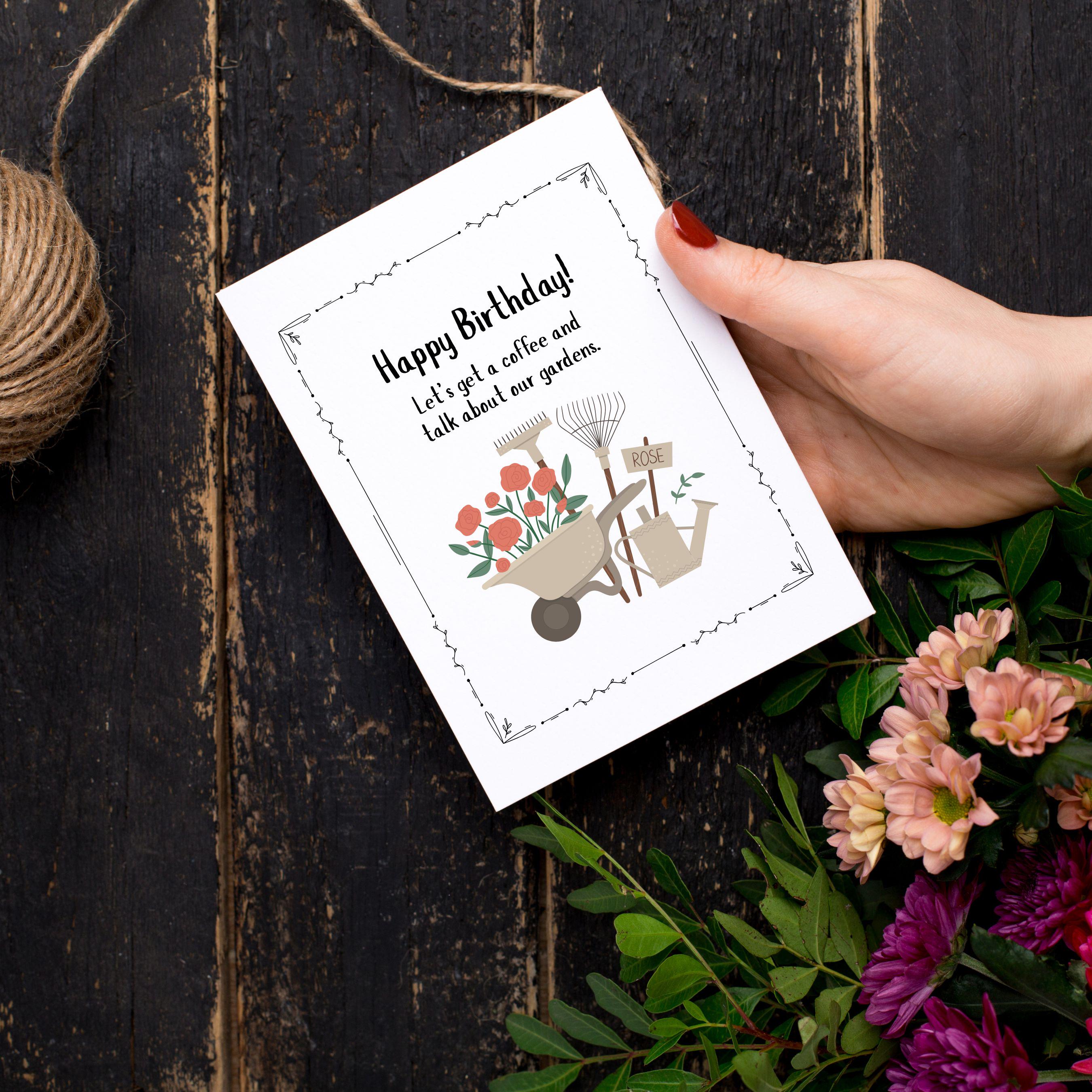 Printable Garden Birthday Card - Downloadable Bday Card - Birthday Card ...