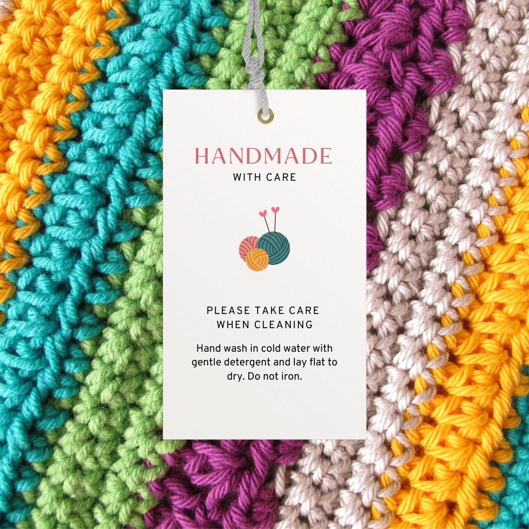 Printable Care Tags for Crochet - Washing Instructions for Crochet ...