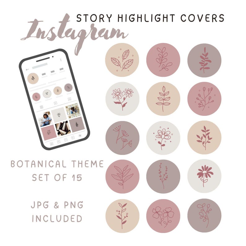Botanical Social Media Highlight Covers Minimal IG Story Covers Flower ...