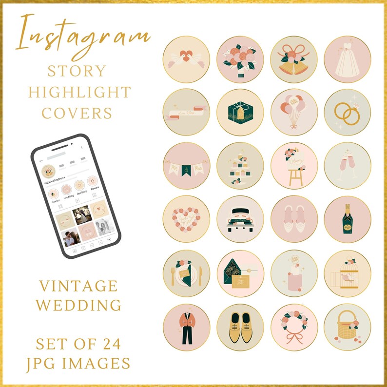 Wedding Instagram Story Highlight Covers - IG Covers Boho Wedding ...