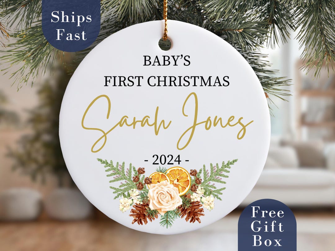 Personalized Baby's First Christmas Ornament Custom Baby Name Year of ...