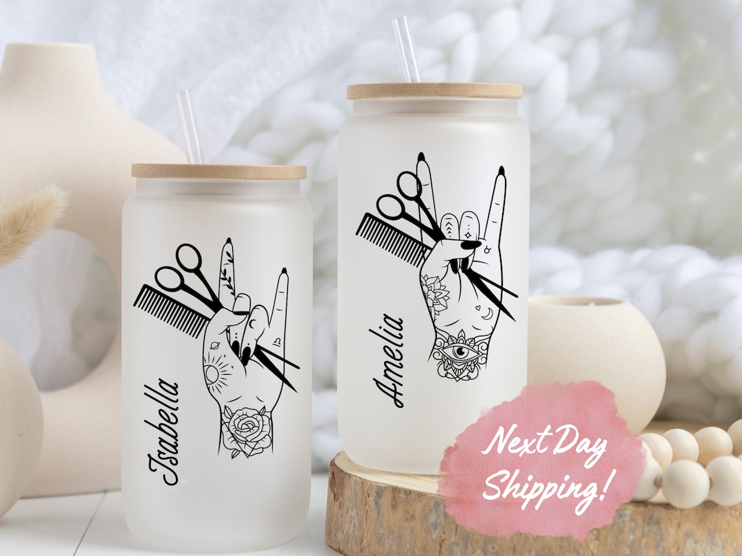 Hair Stylist Glass Cup, Personalized Hairdresser Gifts for Hair Stylist ...