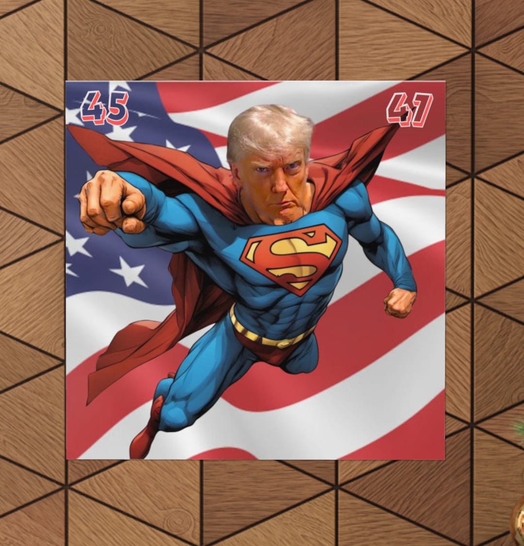 Donald Trump as Superman Poster Super Trump America Wall Art Heroic ...