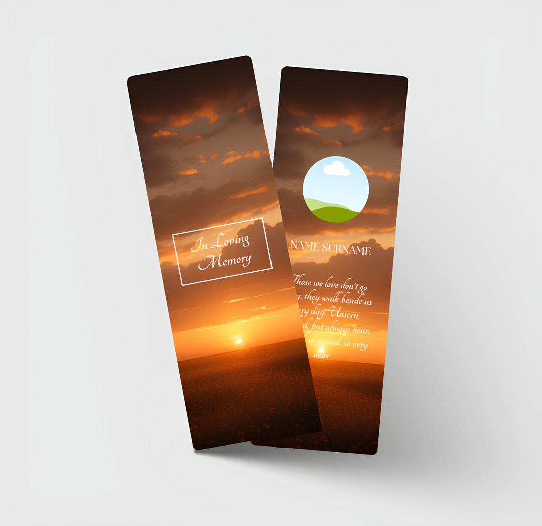 Editable Funeral Bookmark Template - Canva Memorial Card - in Loving ...