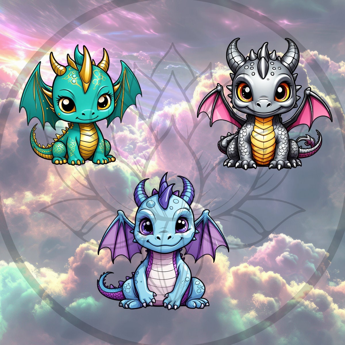 15 Colorful Baby Dragons Clipart PNG - Etsy