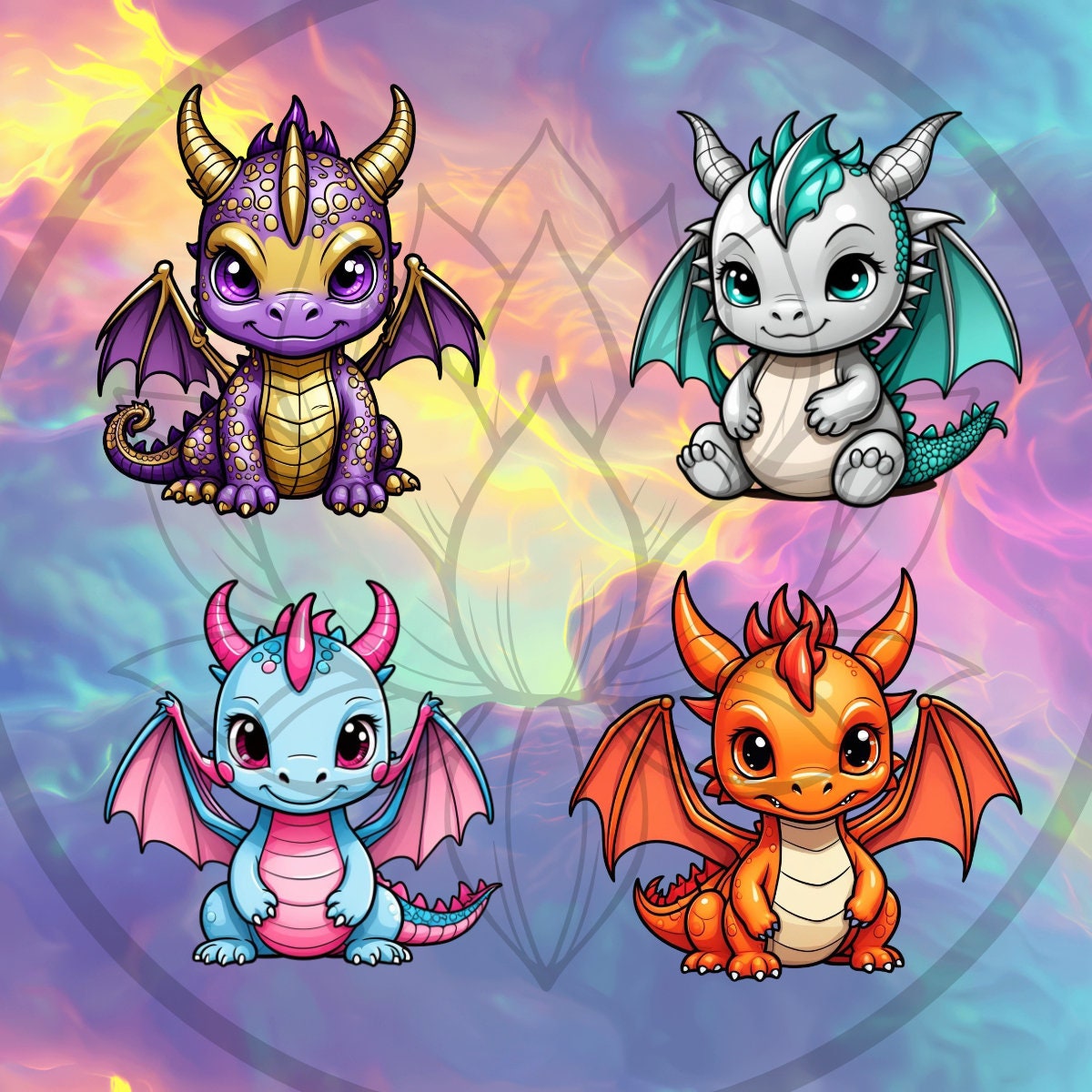 15 Colorful Baby Dragons Clipart PNG - Etsy