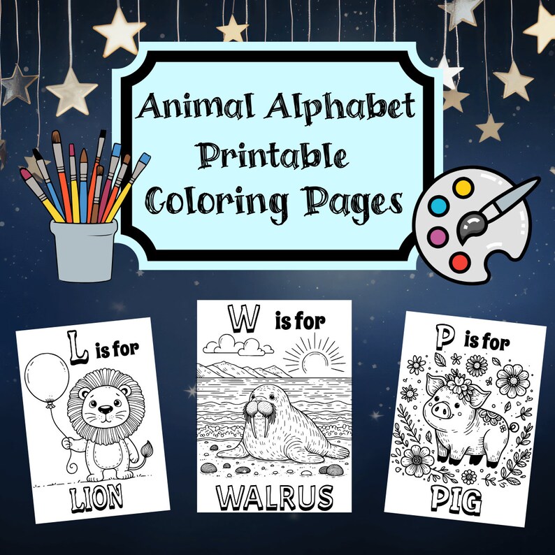 Animal Alphabet Printable Coloring Pages - Etsy