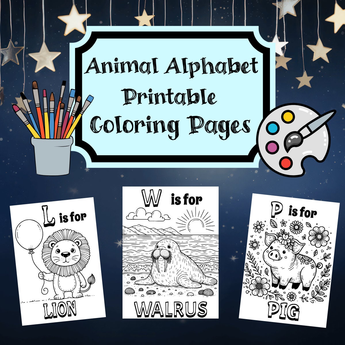 Animal Alphabet Printable Coloring Pages - Etsy