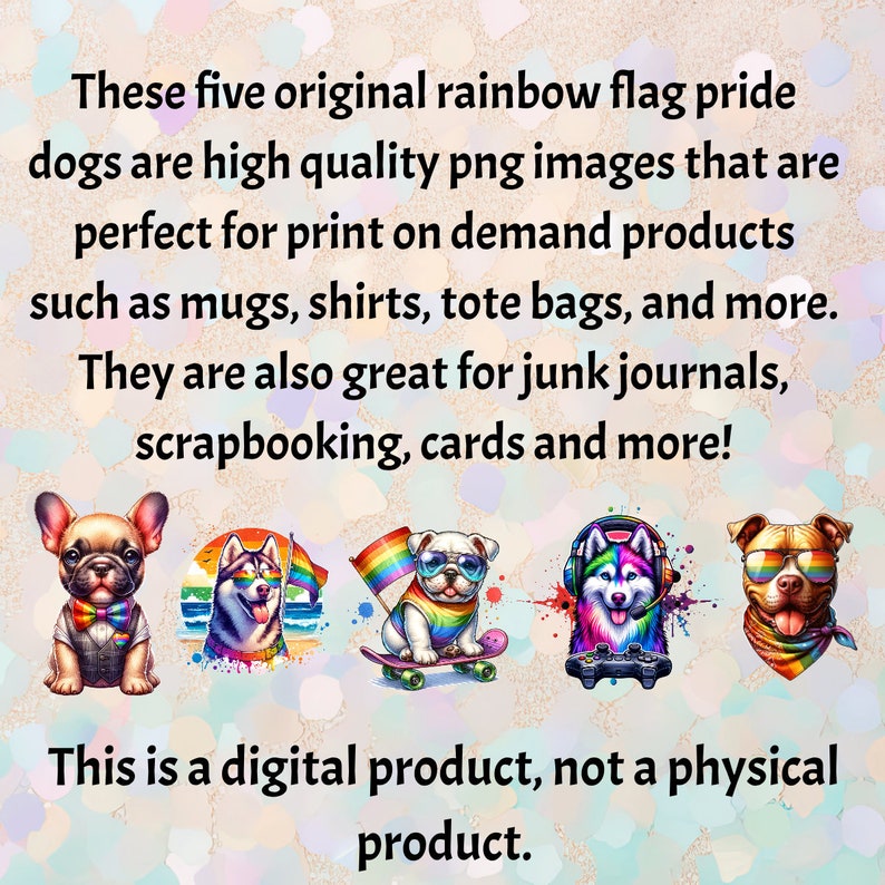 LGBTQ Pride Dogs Clipart PNG - Etsy