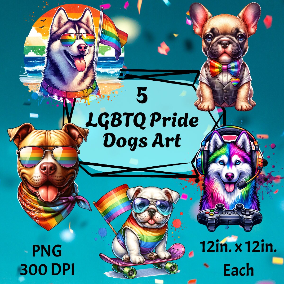 LGBTQ Pride Dogs Clipart PNG - Etsy