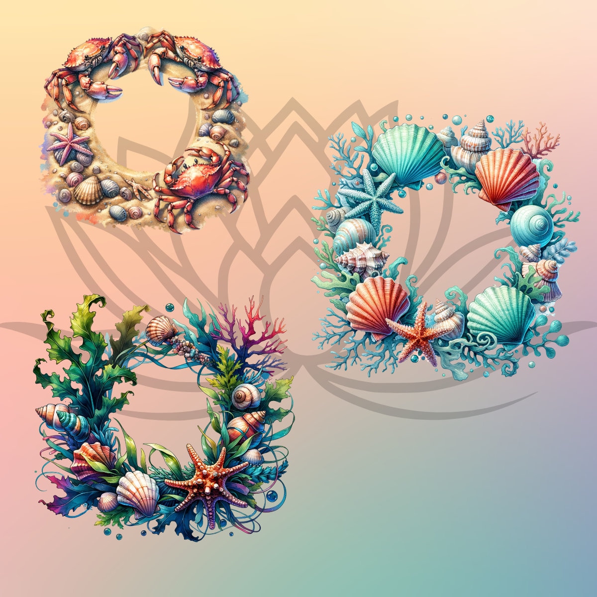 18 Ocean Frames Clipart PNG - Etsy