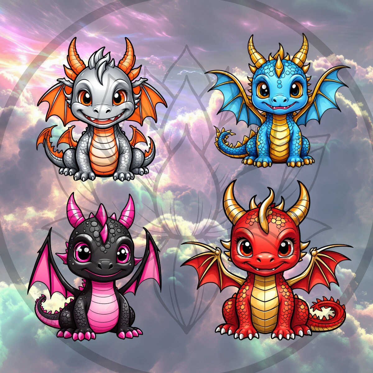 15 Colorful Baby Dragons Clipart PNG - Etsy