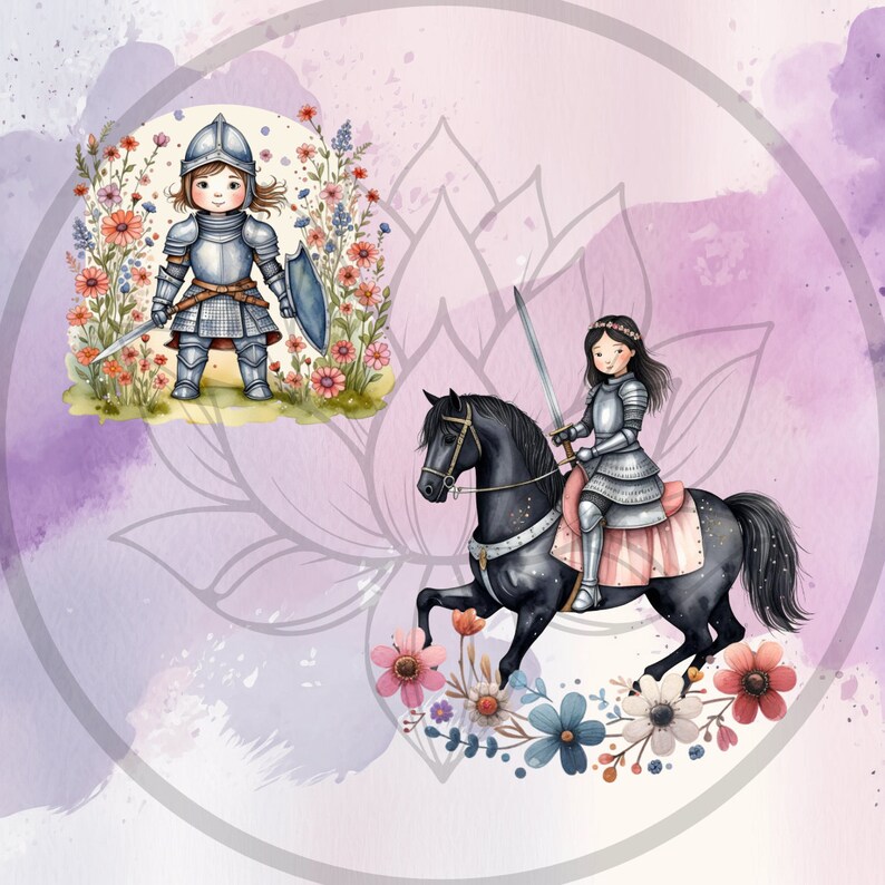 10 Girl Knights Cliparts PNG - Etsy